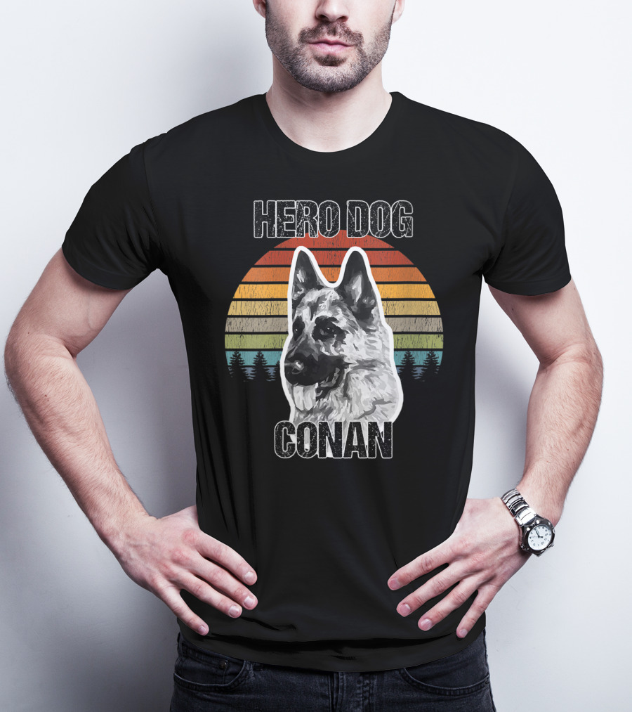 Hero Dog Conan Vintage Style Sunset Stripes T-Shirt