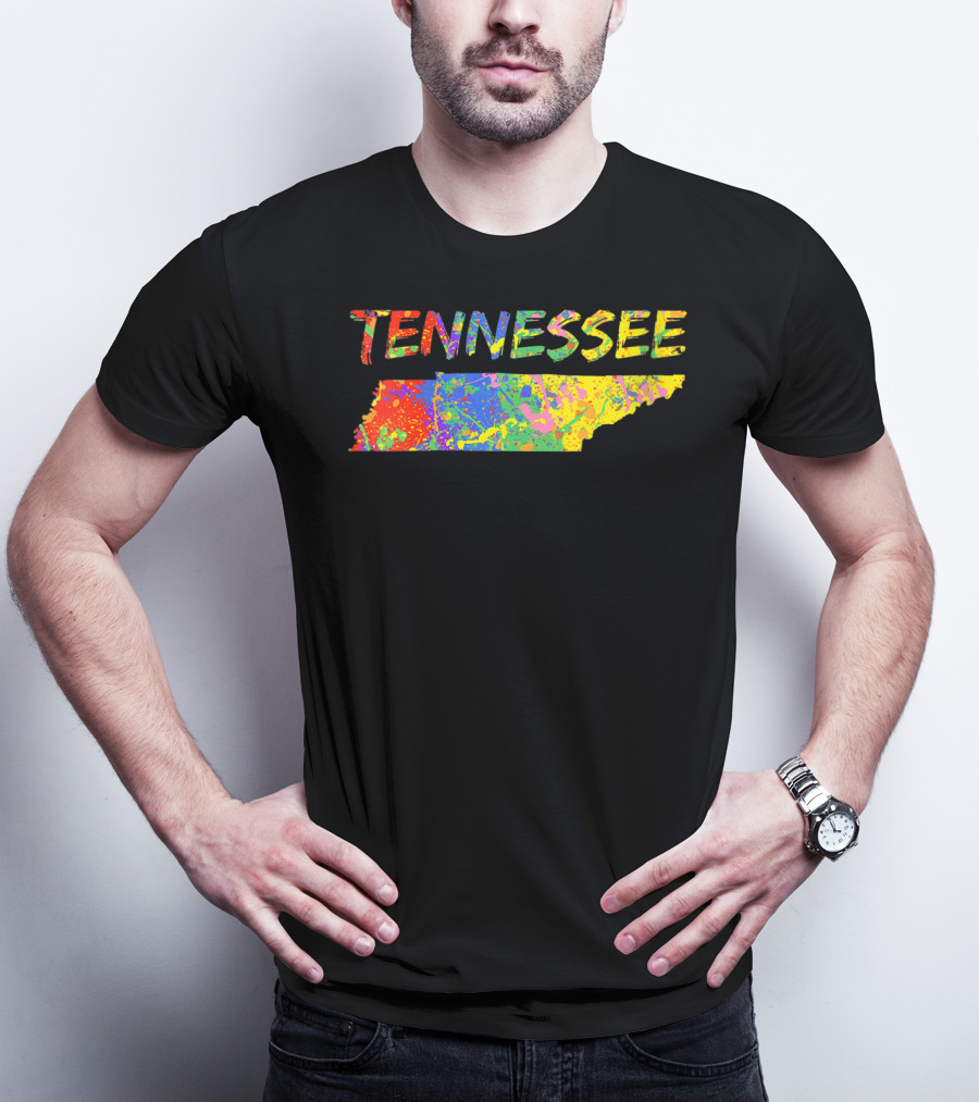 Tennessee Colorful State Outline Brush Stroke T-Shirt