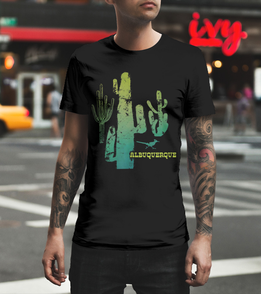 Albuquerque New Mexico Desert Cactus And Roadrunner T-Shirt