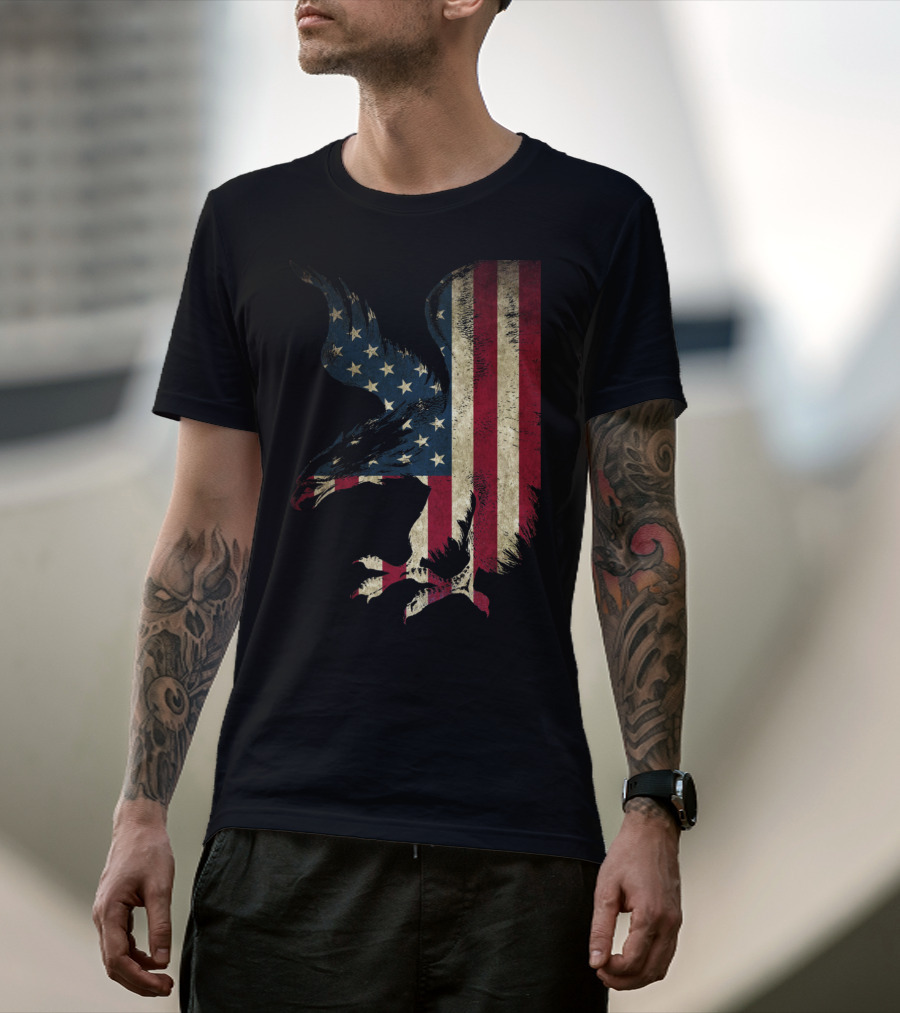 American Patriot Freedom Bald Eagle USA Flag T-Shirt