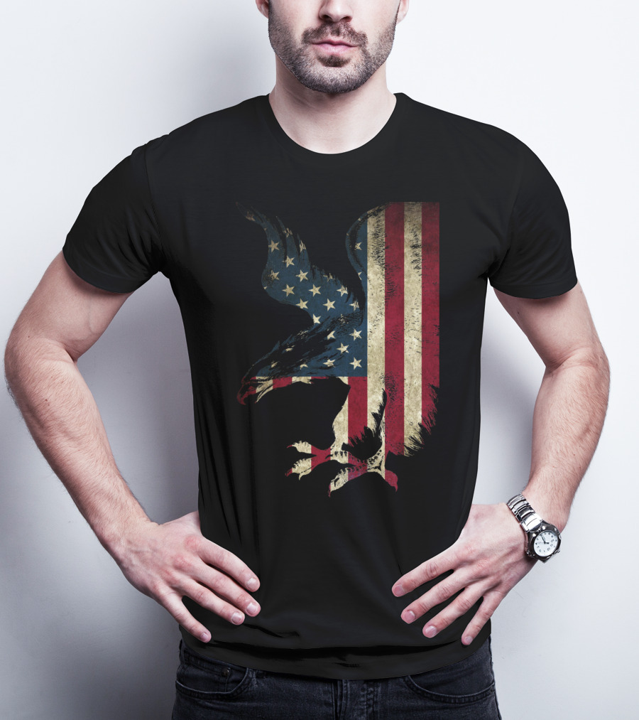 American Patriot Freedom Bald Eagle USA Flag T-Shirt