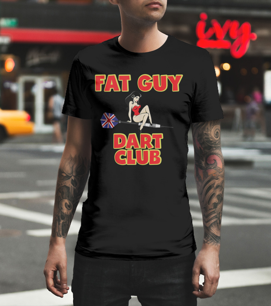Fat Guy Dart Club Funny Darts Bar Games UK Union Jack T-Shirt