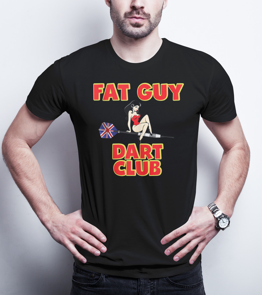 Fat Guy Dart Club Funny Darts Bar Games UK Union Jack T-Shirt
