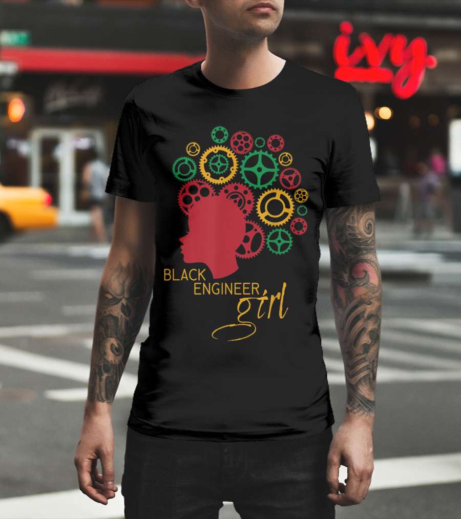 Black Engineer Girl Afro Gears T-Shirt