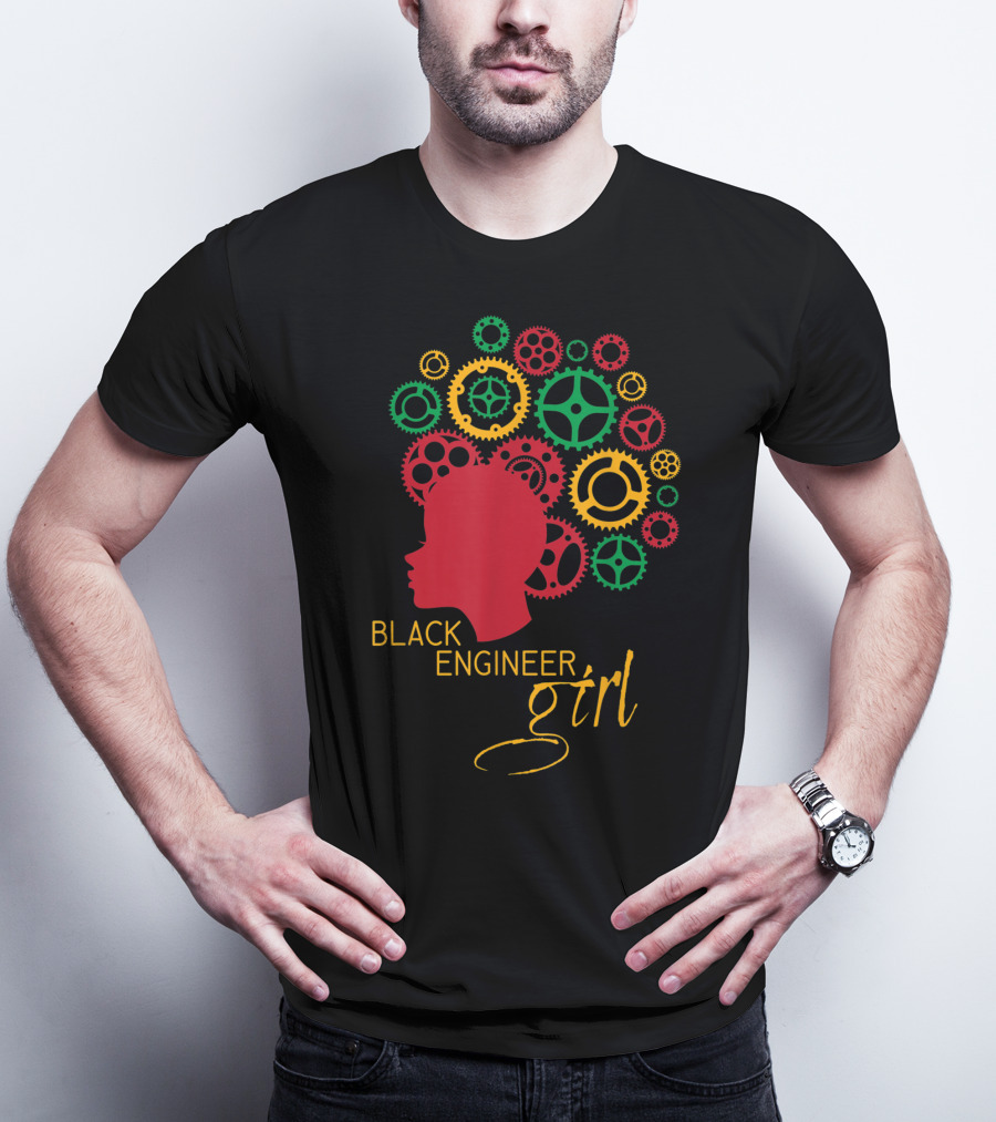 Black Engineer Girl Afro Gears T-Shirt