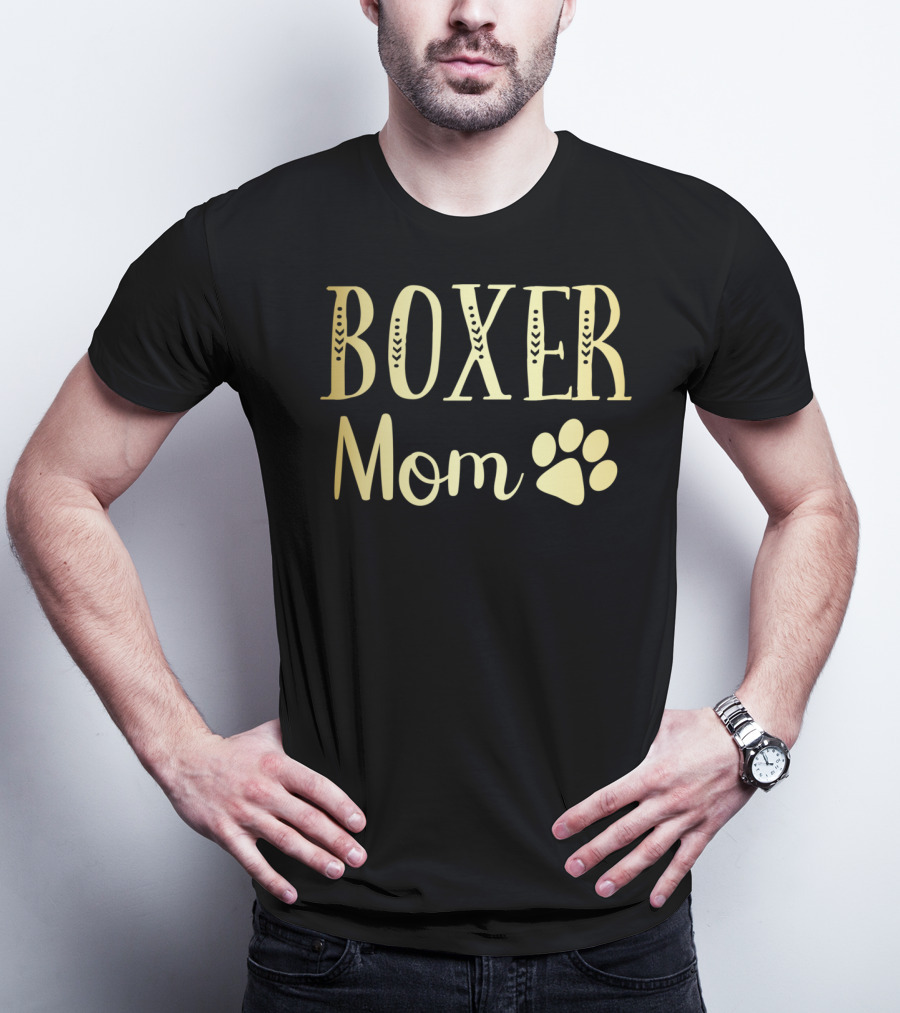 Boxer Mom Funny Dog Lovers Owner Womens Girls Paw Prints T-Shirt