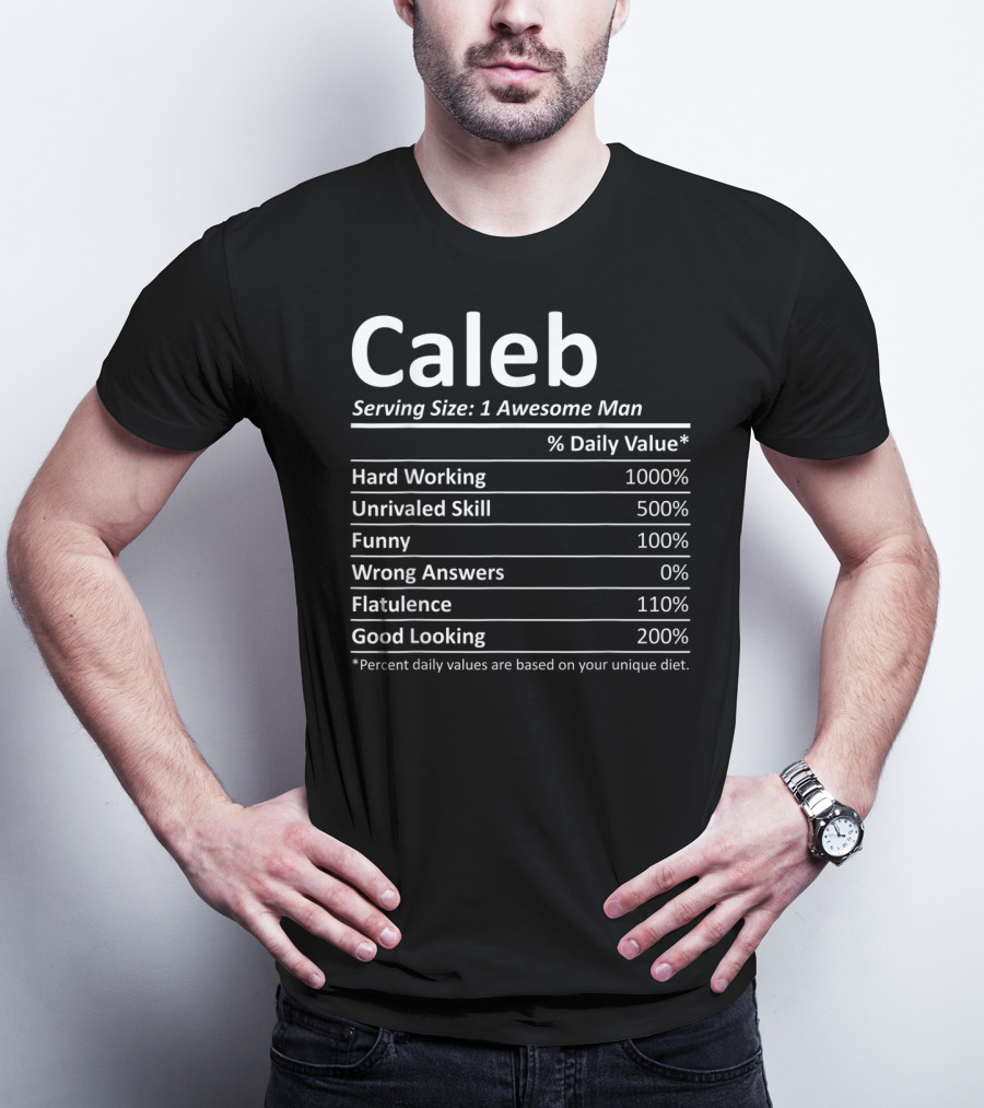 Caleb Nutrition Facts Serving Size: 1 Awesome Man T-Shirt