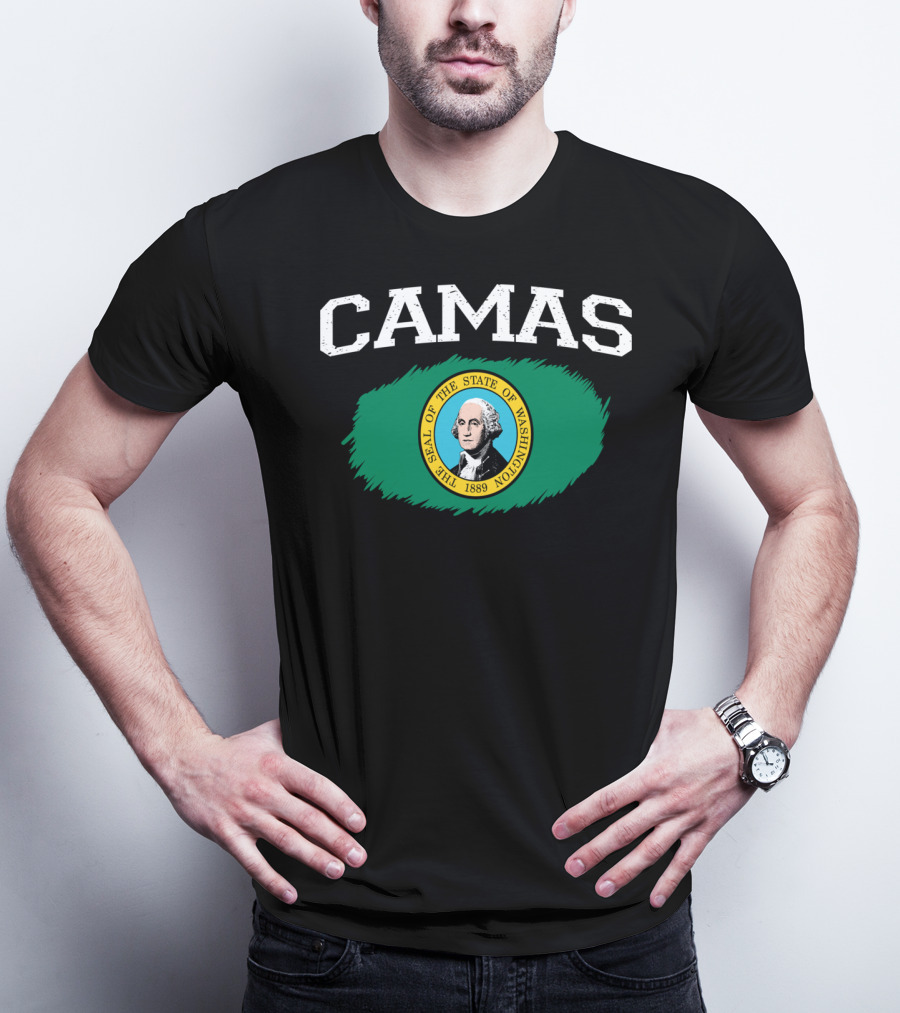 Camas Washington State Flag Vintage Style Athletic USA T-Shirt
