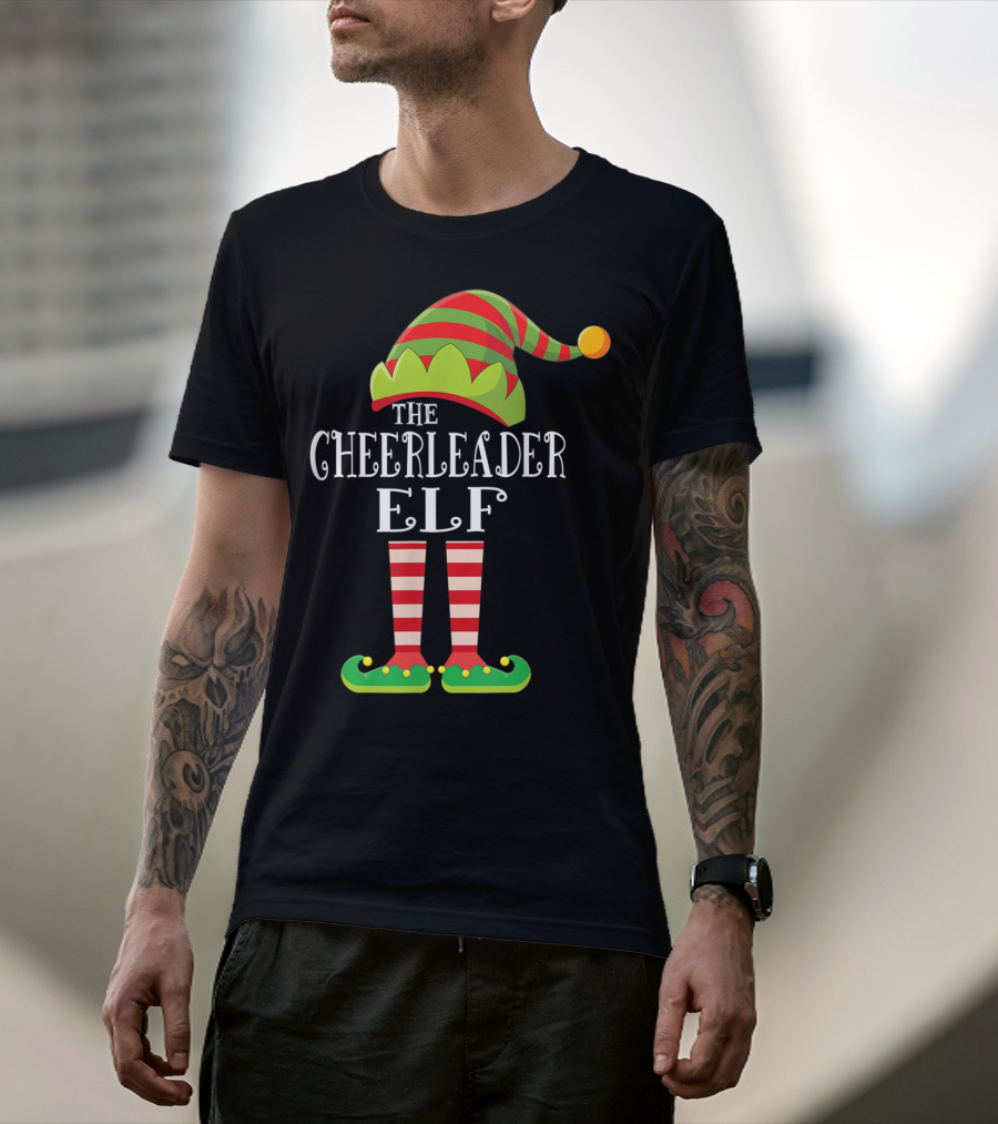 The Cheerleader Elf Matching Family Group Festive Holiday T-Shirt