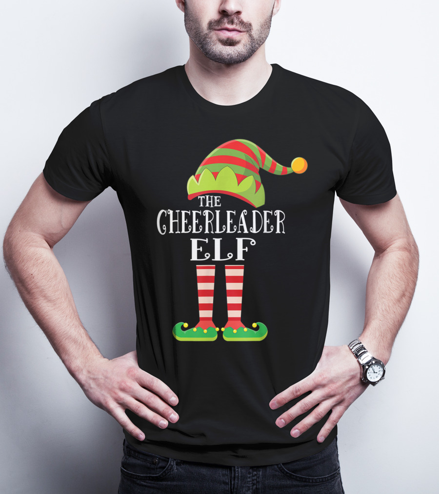 The Cheerleader Elf Matching Family Group Festive Holiday T-Shirt
