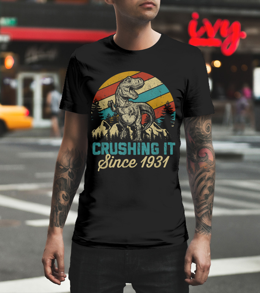 Crushing It Since 1931 Dinosaur 89Th Years Old Birthday Boy T-Shirt