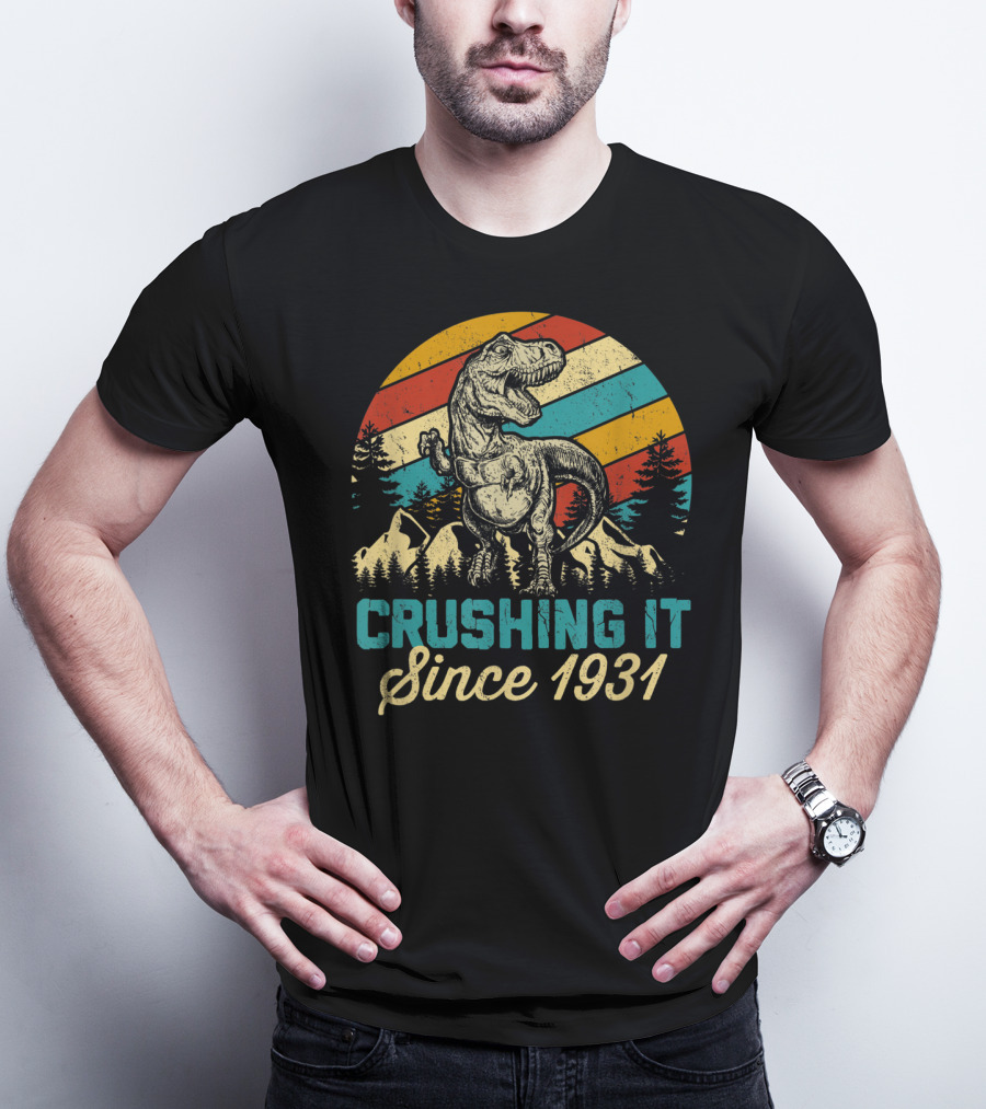 Crushing It Since 1931 Dinosaur 89Th Years Old Birthday Boy T-Shirt
