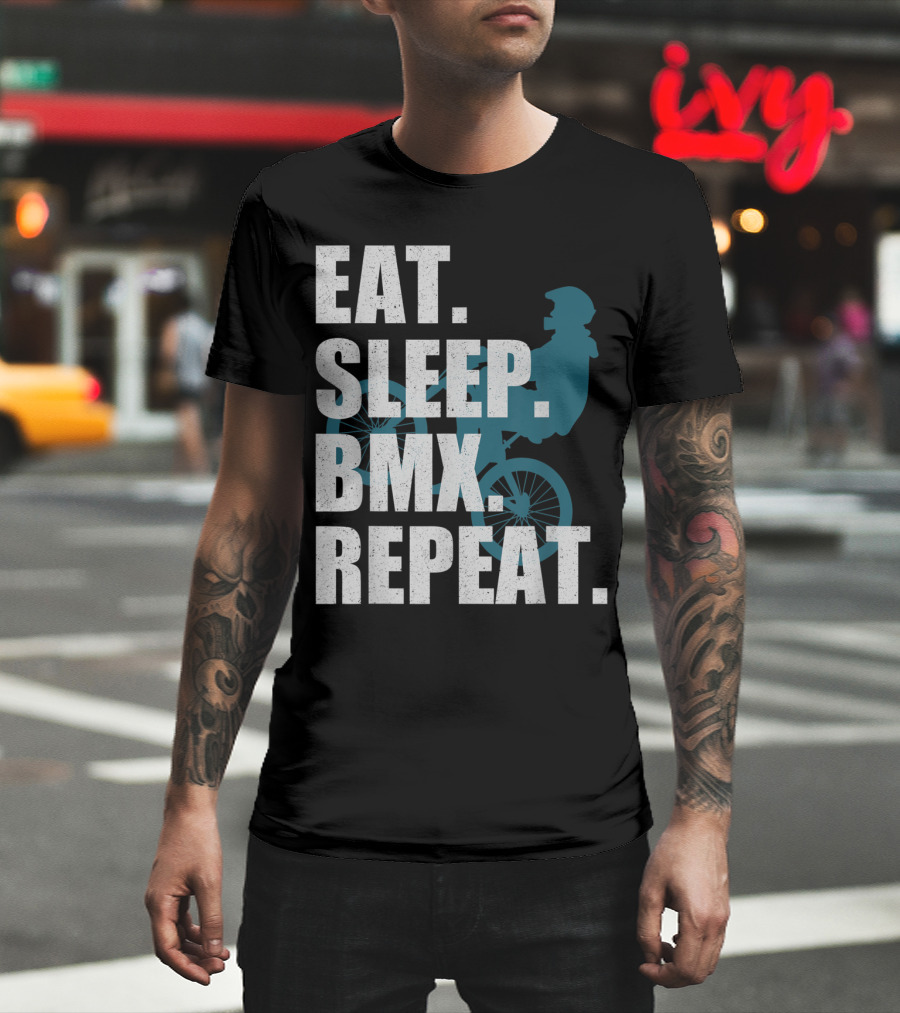 Eat Sleep BMX Repeat Funny Vintage BMX Rider T-Shirt