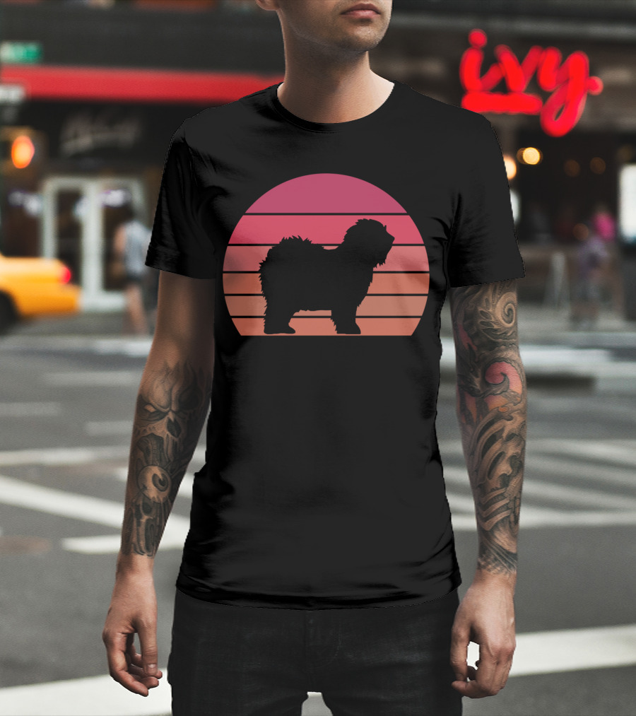 English Sheepdog Cool Vintage Sunset T-Shirt