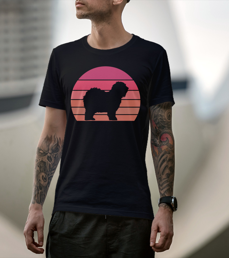 English Sheepdog Cool Vintage Sunset T-Shirt