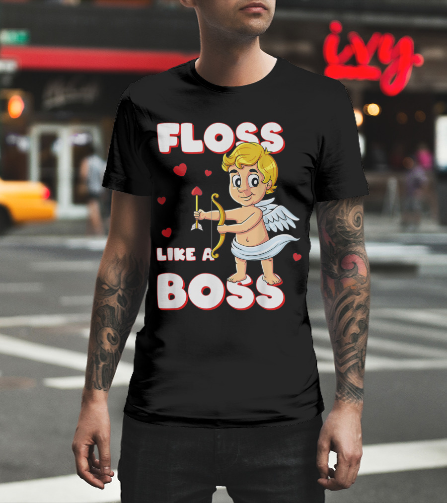 Floss Like A Boss Cupid Valentine's Day Bow Arrow Hearts T-Shirt