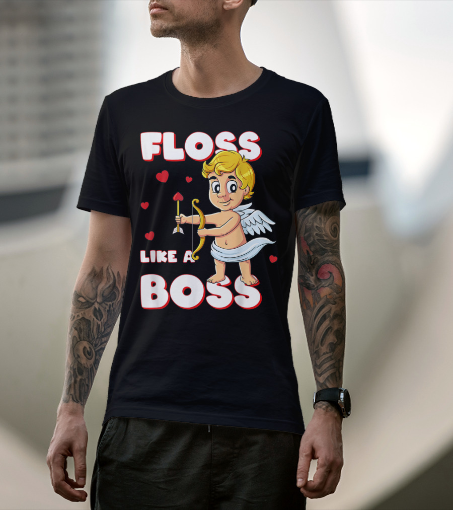 Floss Like A Boss Cupid Valentine's Day Bow Arrow Hearts T-Shirt