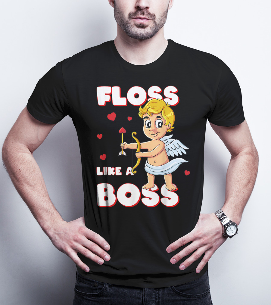 Floss Like A Boss Cupid Valentine's Day Bow Arrow Hearts T-Shirt