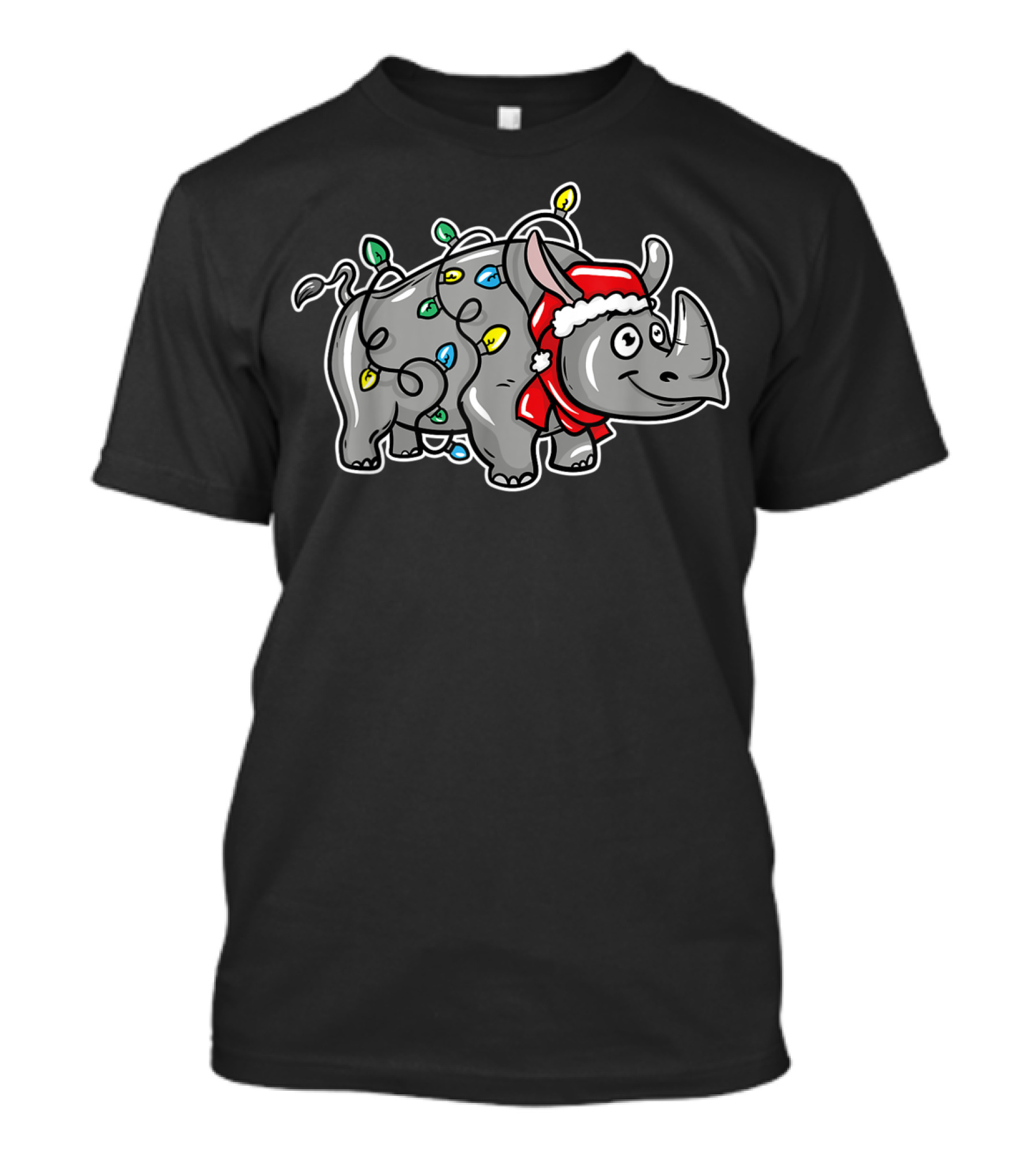 Santa Claus Rhino Christmas Lights Funny Holiday Lover T-Shirt