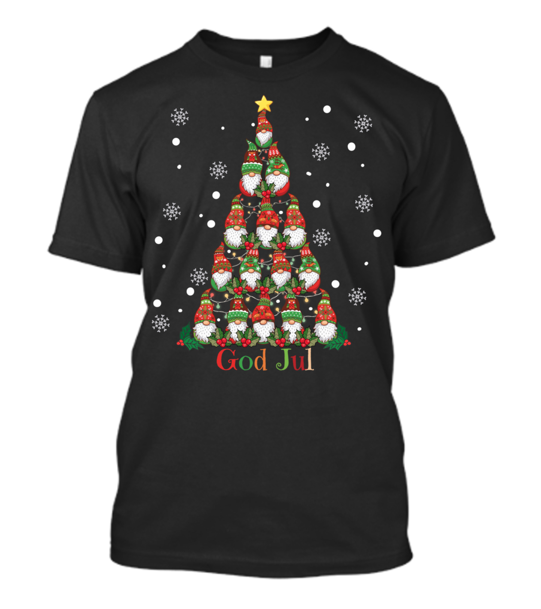 God Jul Gnomes Christmas Tree T-Shirt