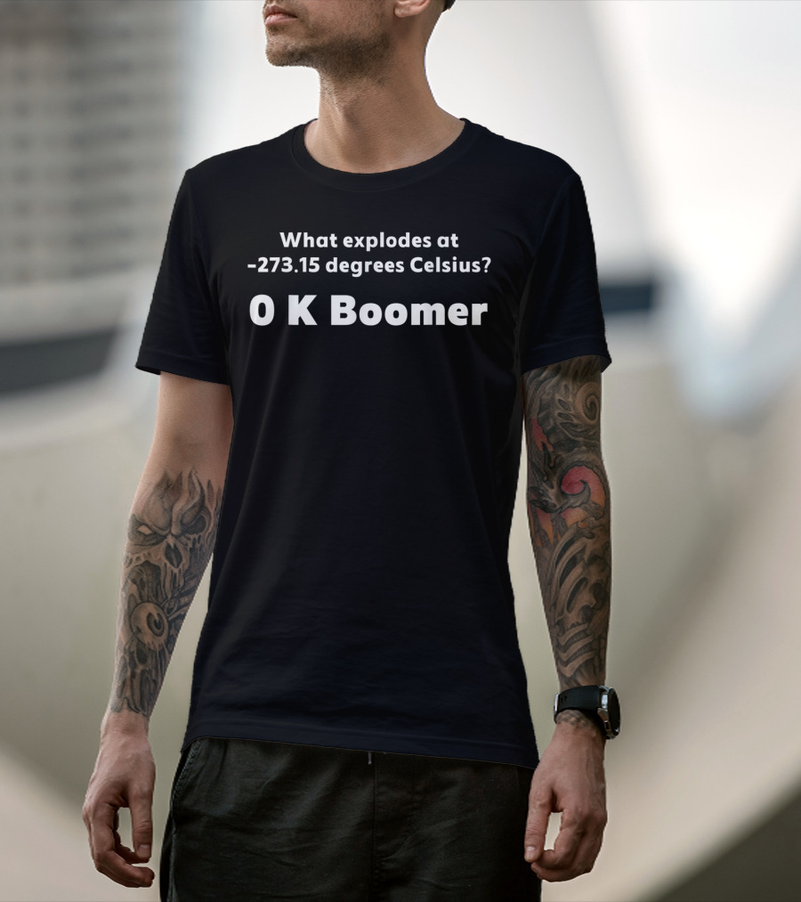 What Explodes At -273.15 Degrees Celsius 0 K Boomer Physics Joke Pun Nager Girls Boys Okay T-Shirt