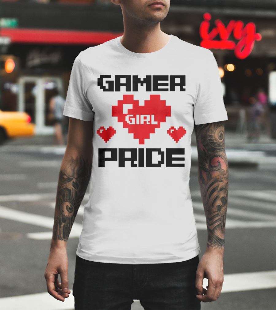 Gamer Girl Pride Pixel Heart Cute Female Gaming T-Shirt