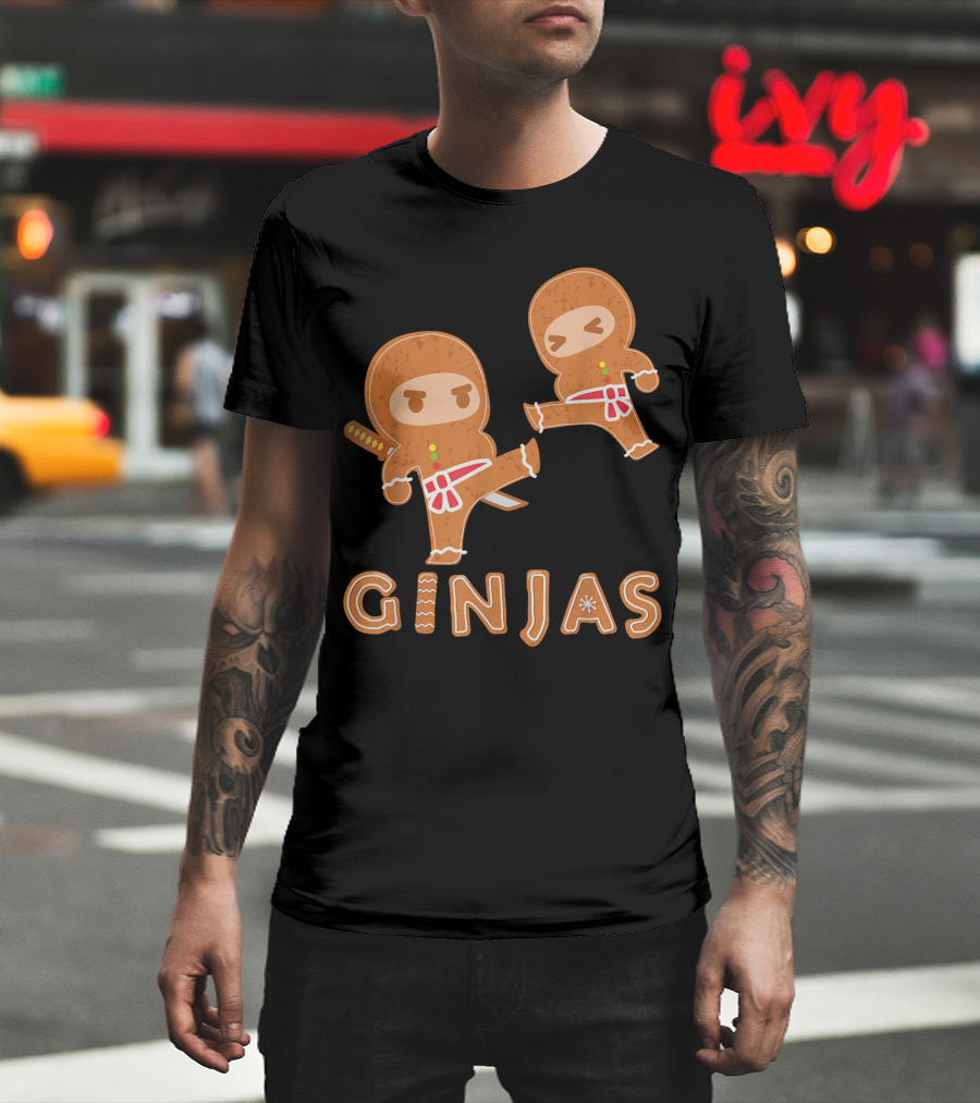 Ginjas Gingerbread Ninjas Fun Cookie Martial Arts Characters T-Shirt