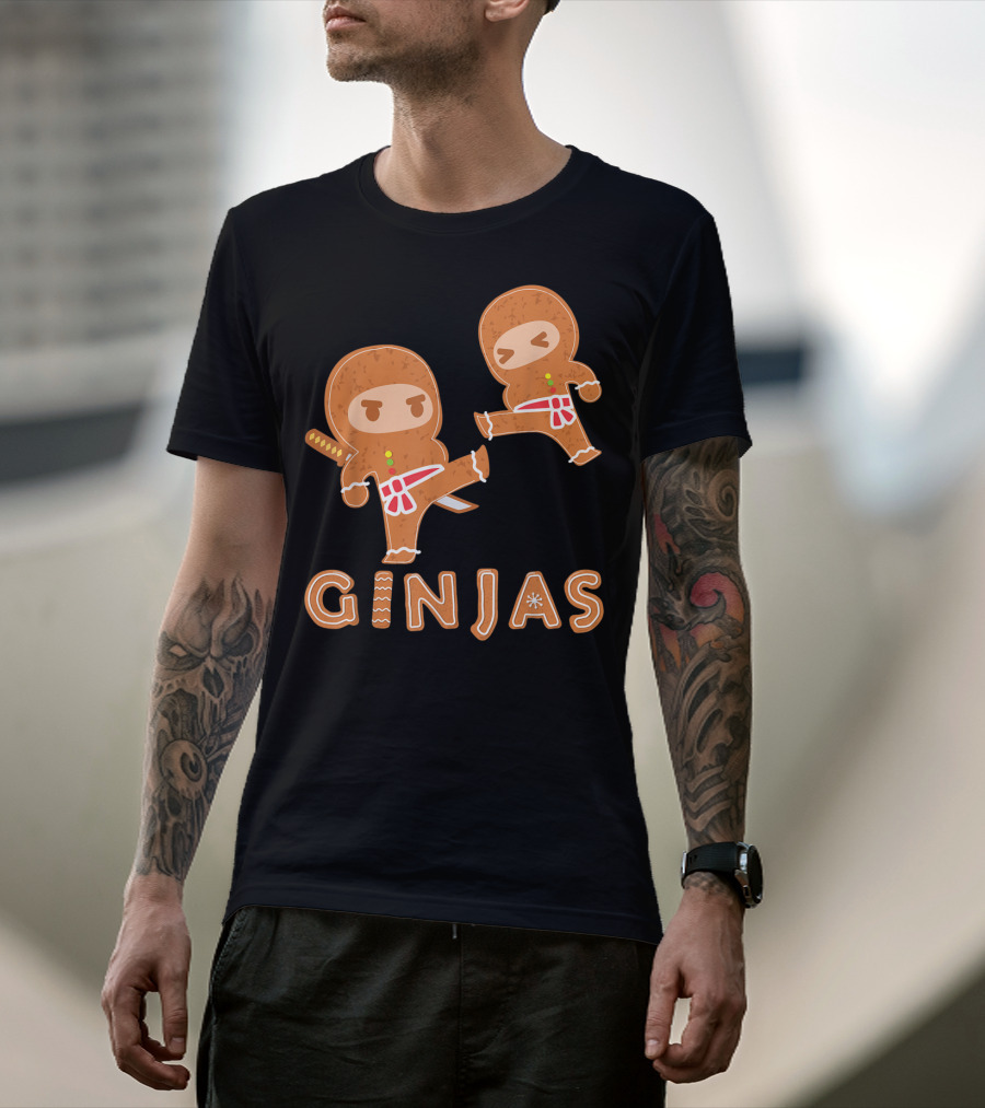 Ginjas Gingerbread Ninjas Fun Cookie Martial Arts Characters T-Shirt