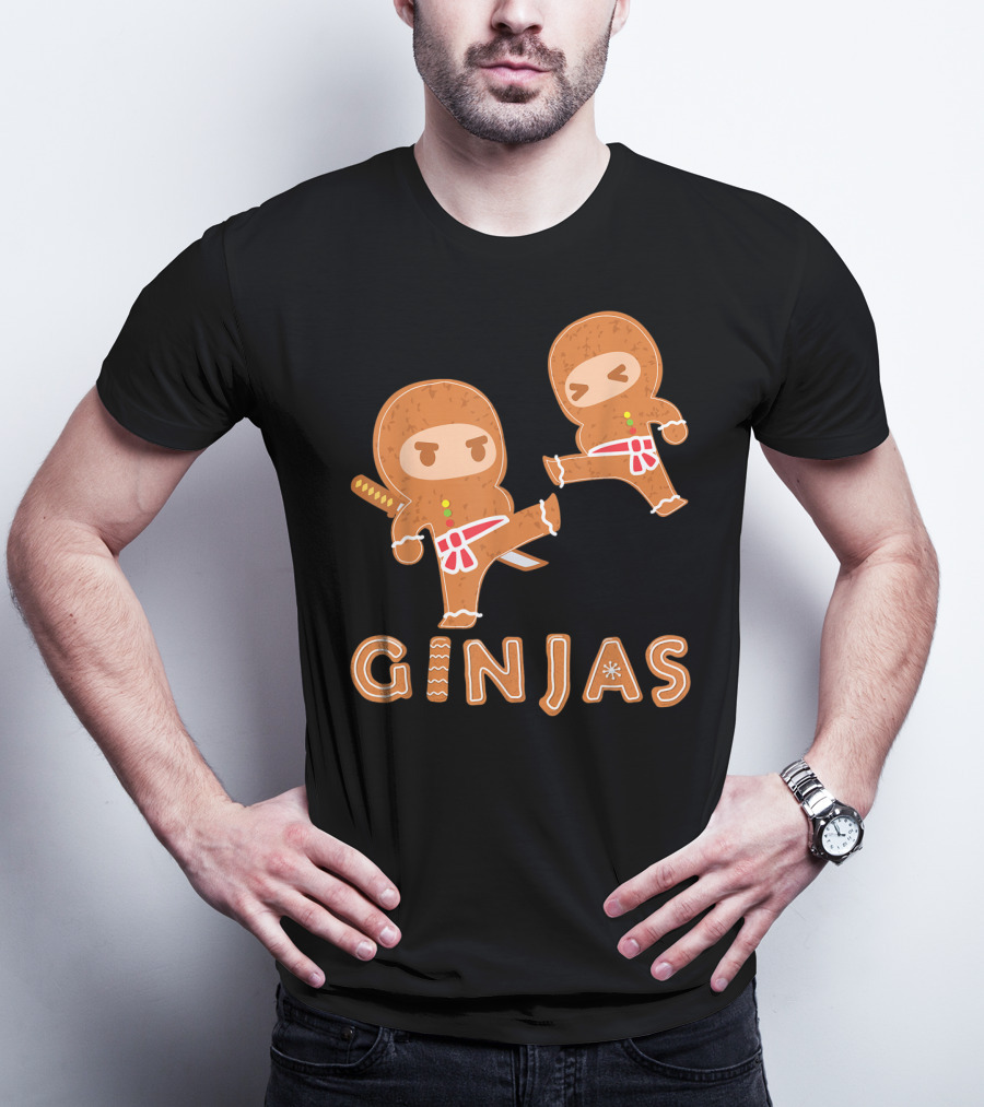 Ginjas Gingerbread Ninjas Fun Cookie Martial Arts Characters T-Shirt