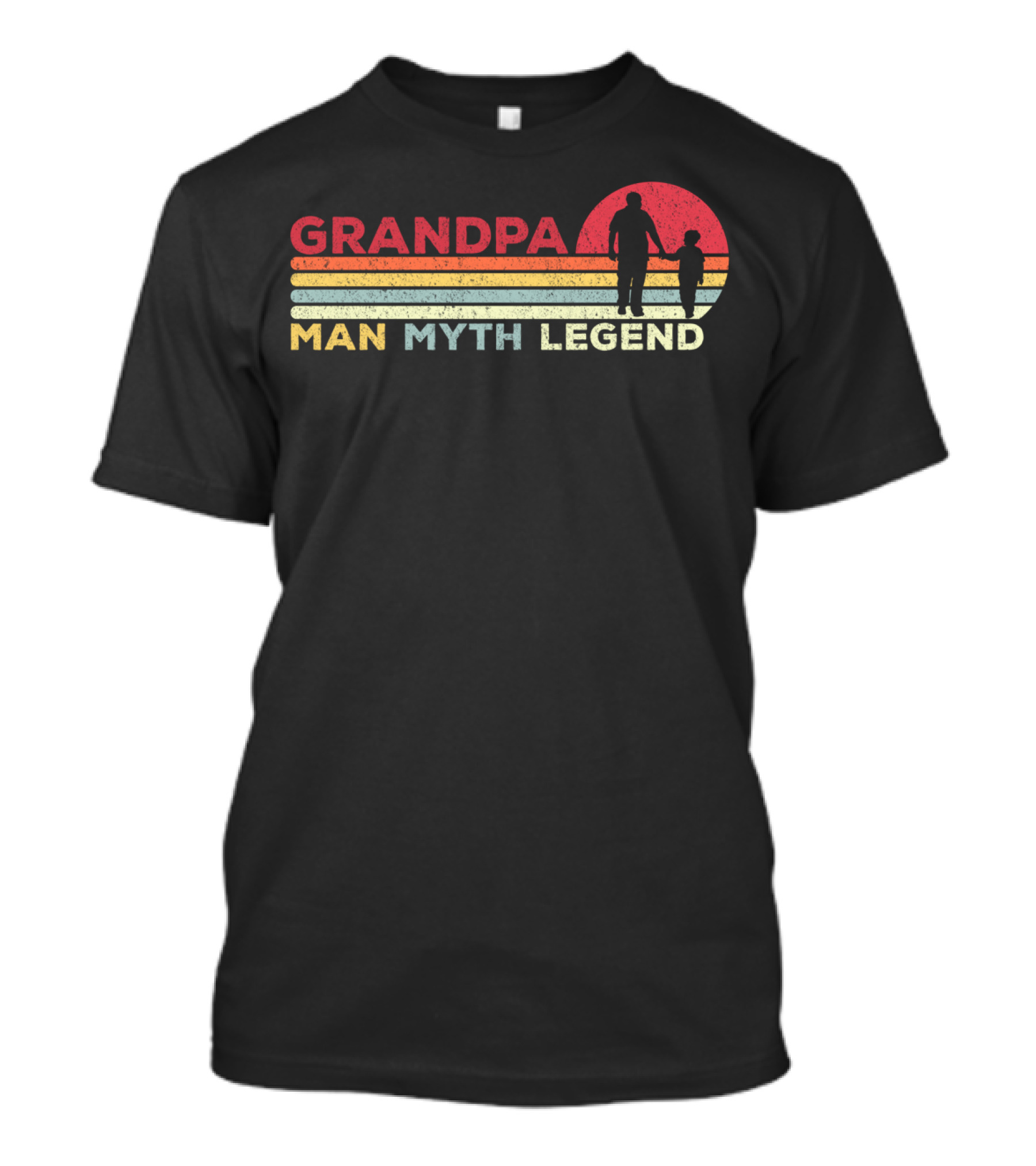 Grandpa Man Myth Legend Vintage Mens Dad Silhouette Sunset T-Shirt