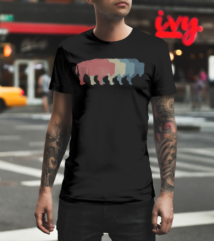 Save Buffalo Bison Colorful Silhouette Graphic 365 T-Shirt