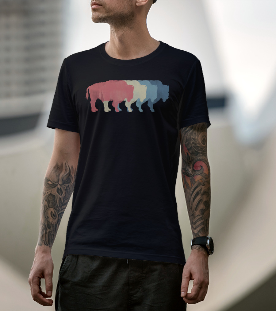 Save Buffalo Bison Colorful Silhouette Graphic 365 T-Shirt