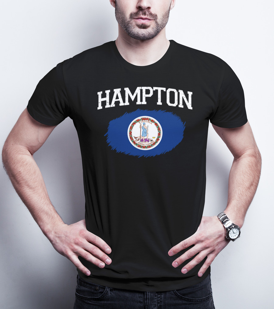 Hampton Virginia State Flag Vintage USA Sports T-Shirt
