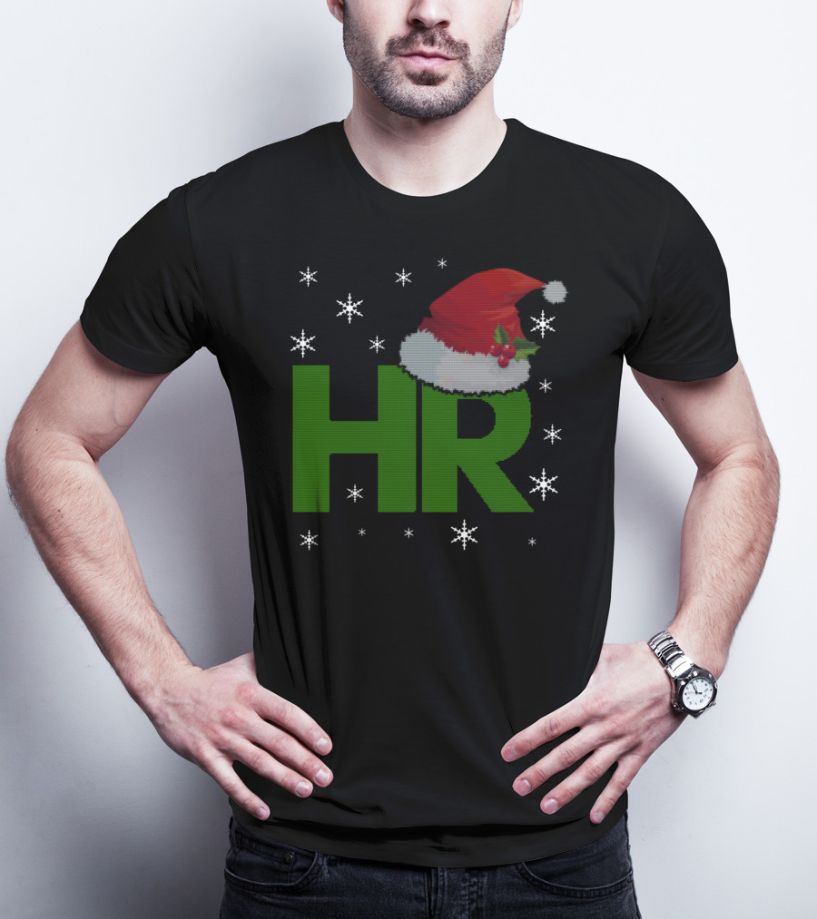 HR Santa Hat Human Resources Festive Christmas Snowflakes T-Shirt