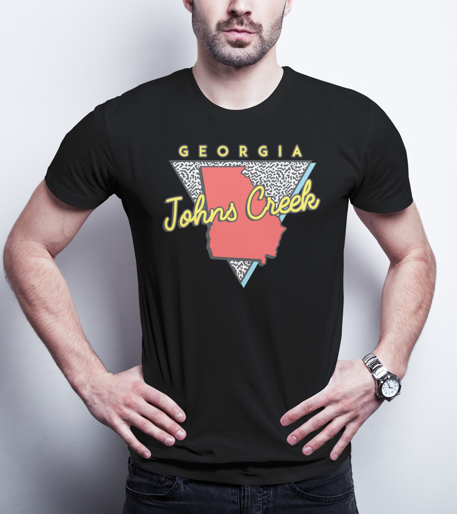 Johns Creek Georgia Retro Souvenir Design With Map T-Shirt