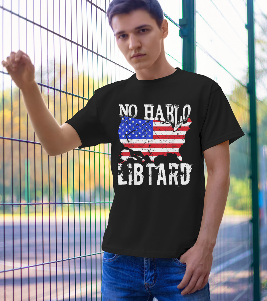 No Hablo Libtard American Flag Map T-Shirt