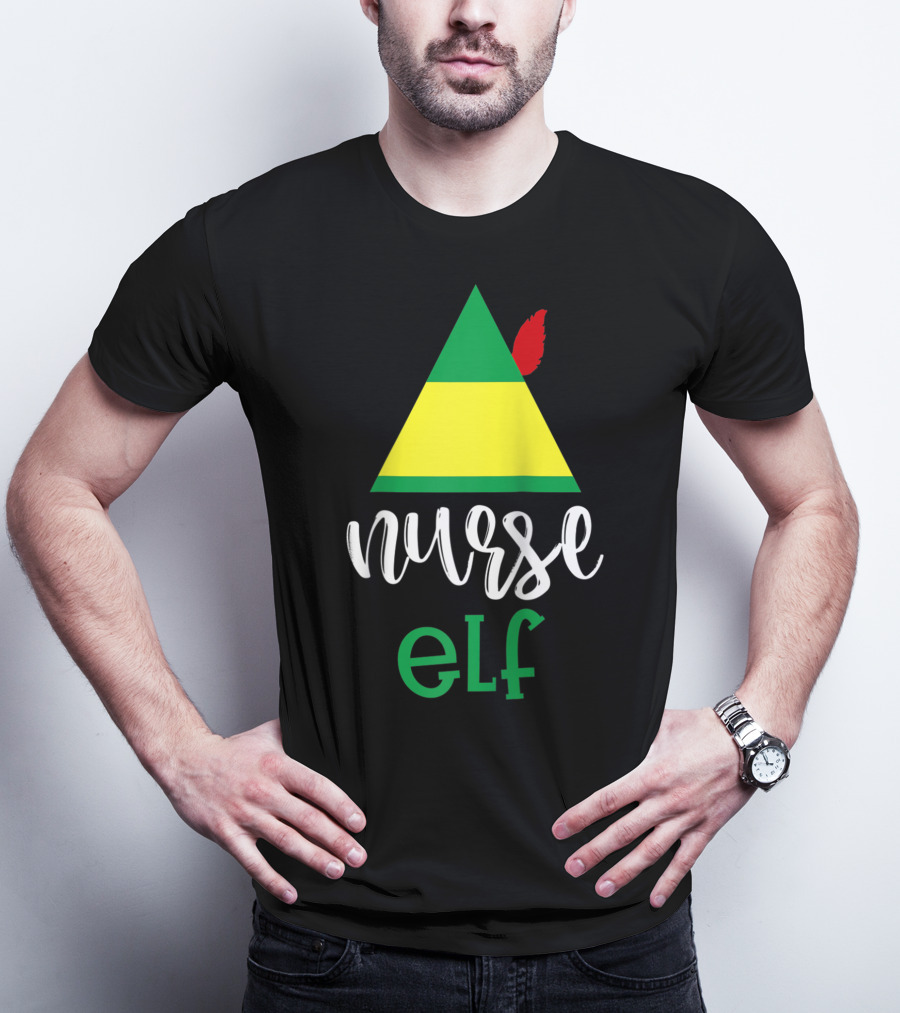 Nurse Elf Funny Christmas Medical Rn Lpn Holiday Humor T-Shirt