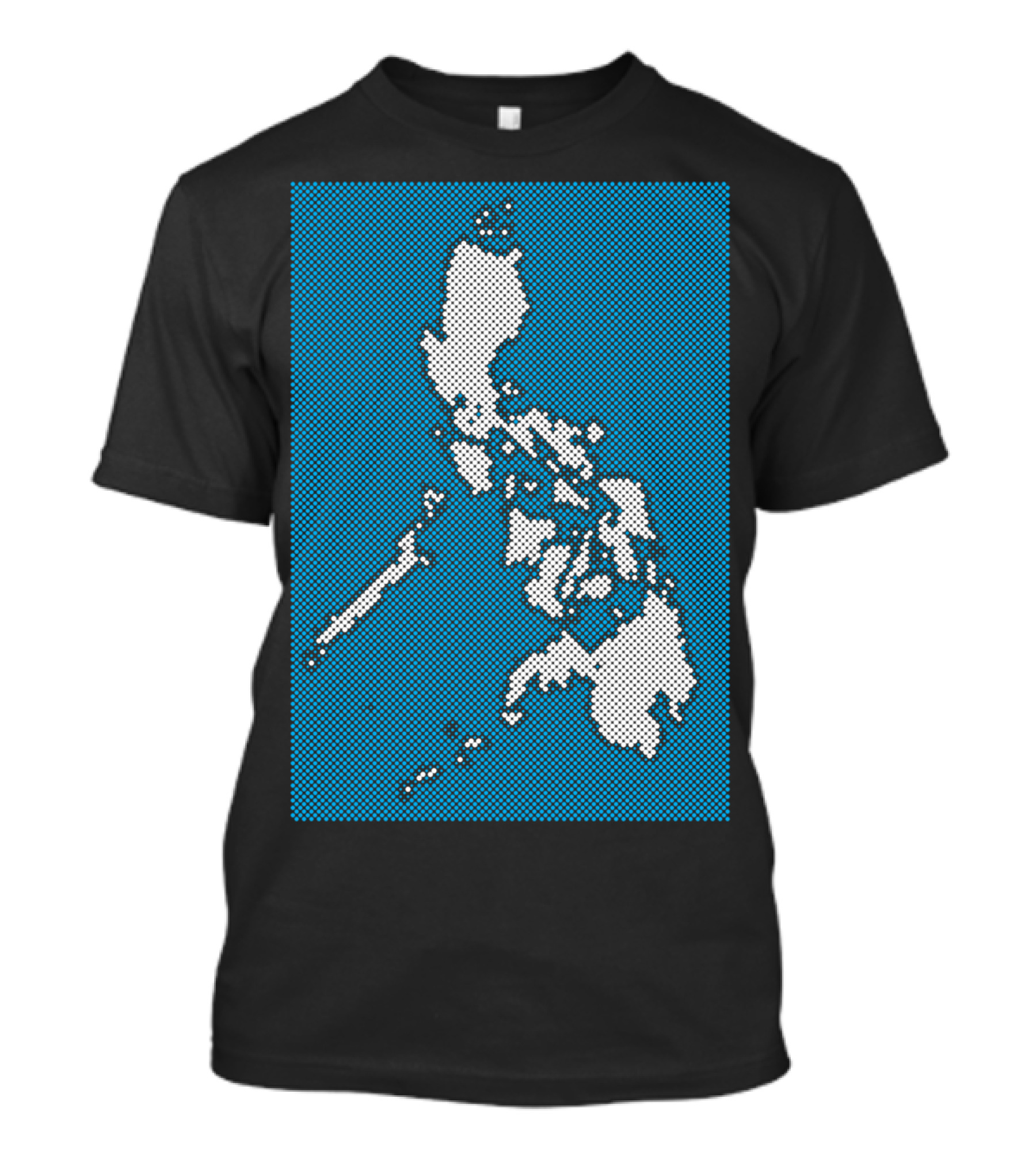 Philippines Map Halftone Blue Background T-Shirt