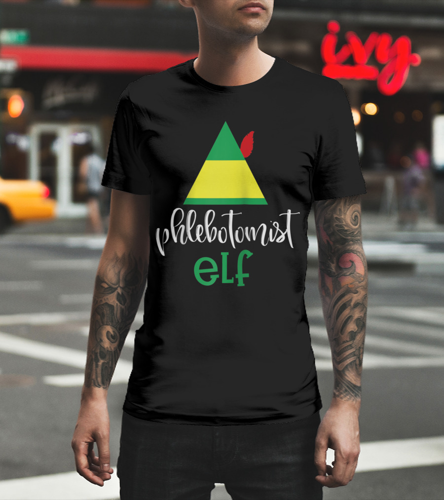 Phlebotomist Elf Christmas Hat Festive Humor T-Shirt