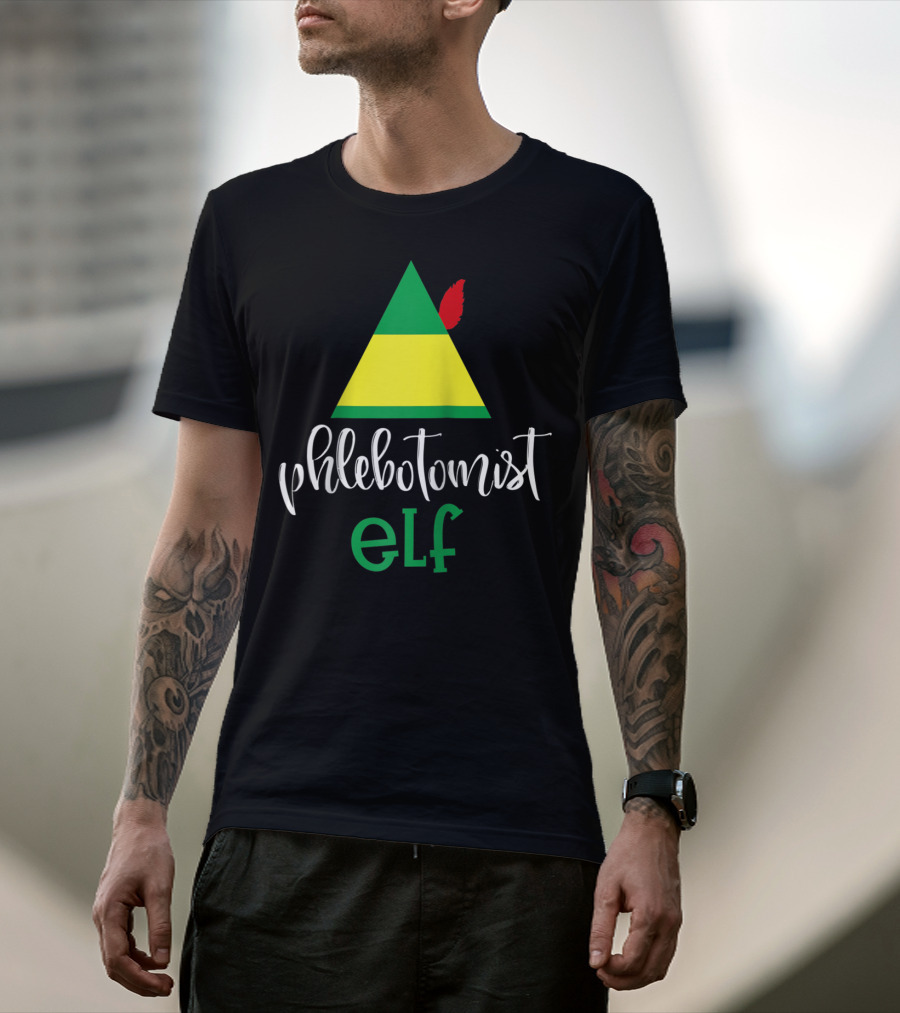 Phlebotomist Elf Christmas Hat Festive Humor T-Shirt