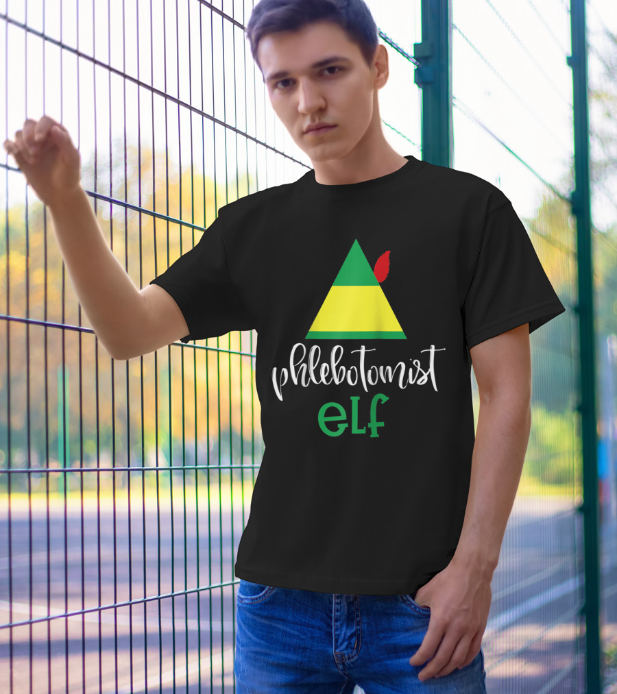 Phlebotomist Elf Christmas Hat Festive Humor T-Shirt