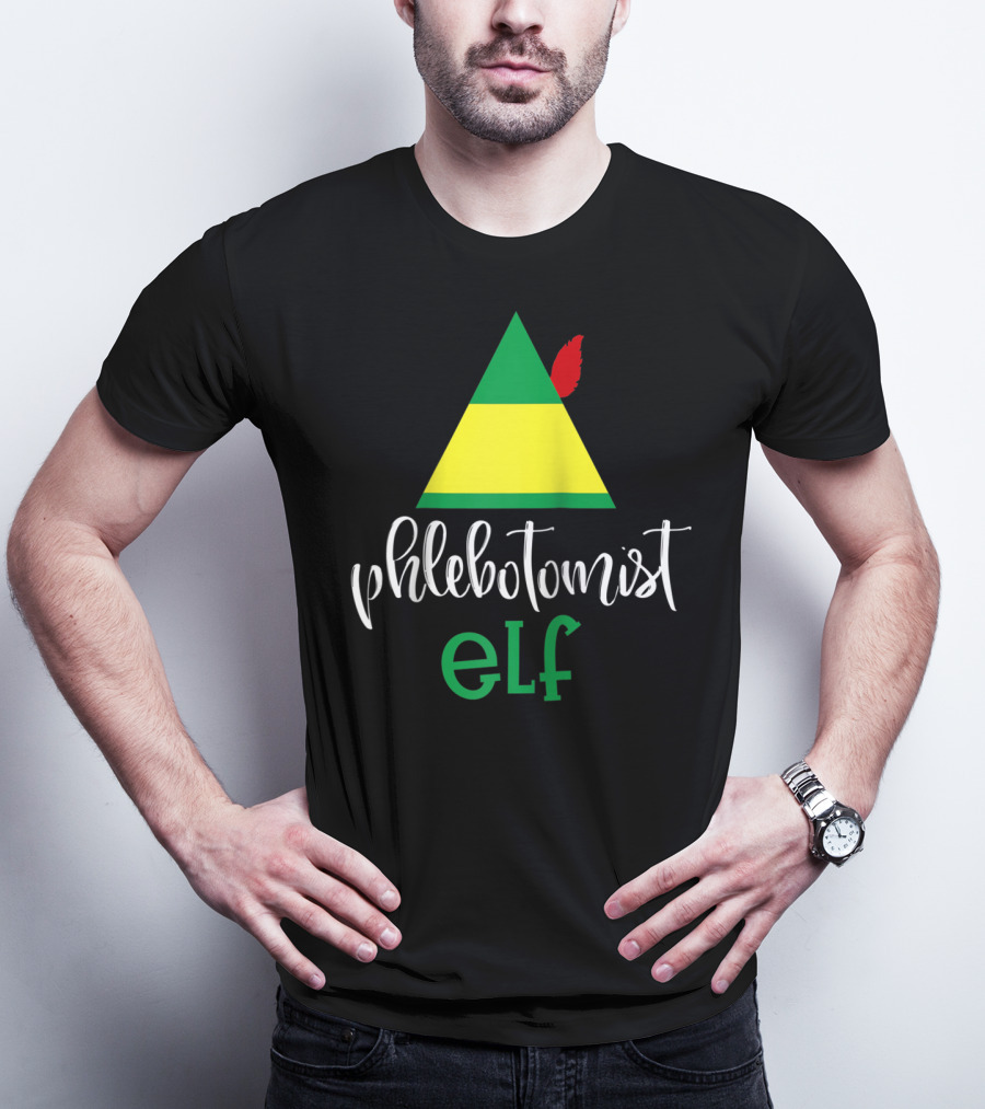 Phlebotomist Elf Christmas Hat Festive Humor T-Shirt