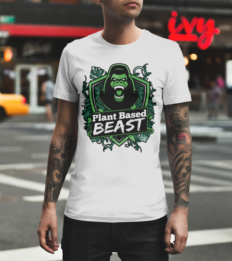 Plant Based Beast Fitness Gorilla Bodybuilding Jungle Strength T-Shirt