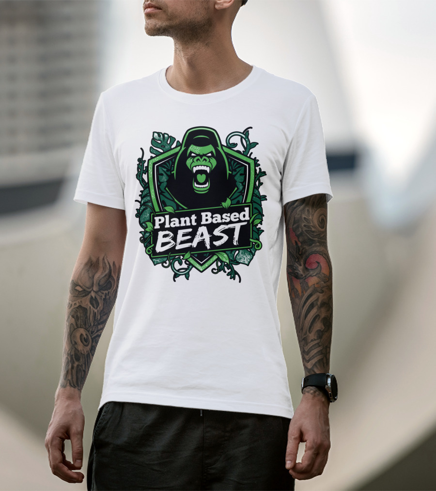 Plant Based Beast Fitness Gorilla Bodybuilding Jungle Strength T-Shirt