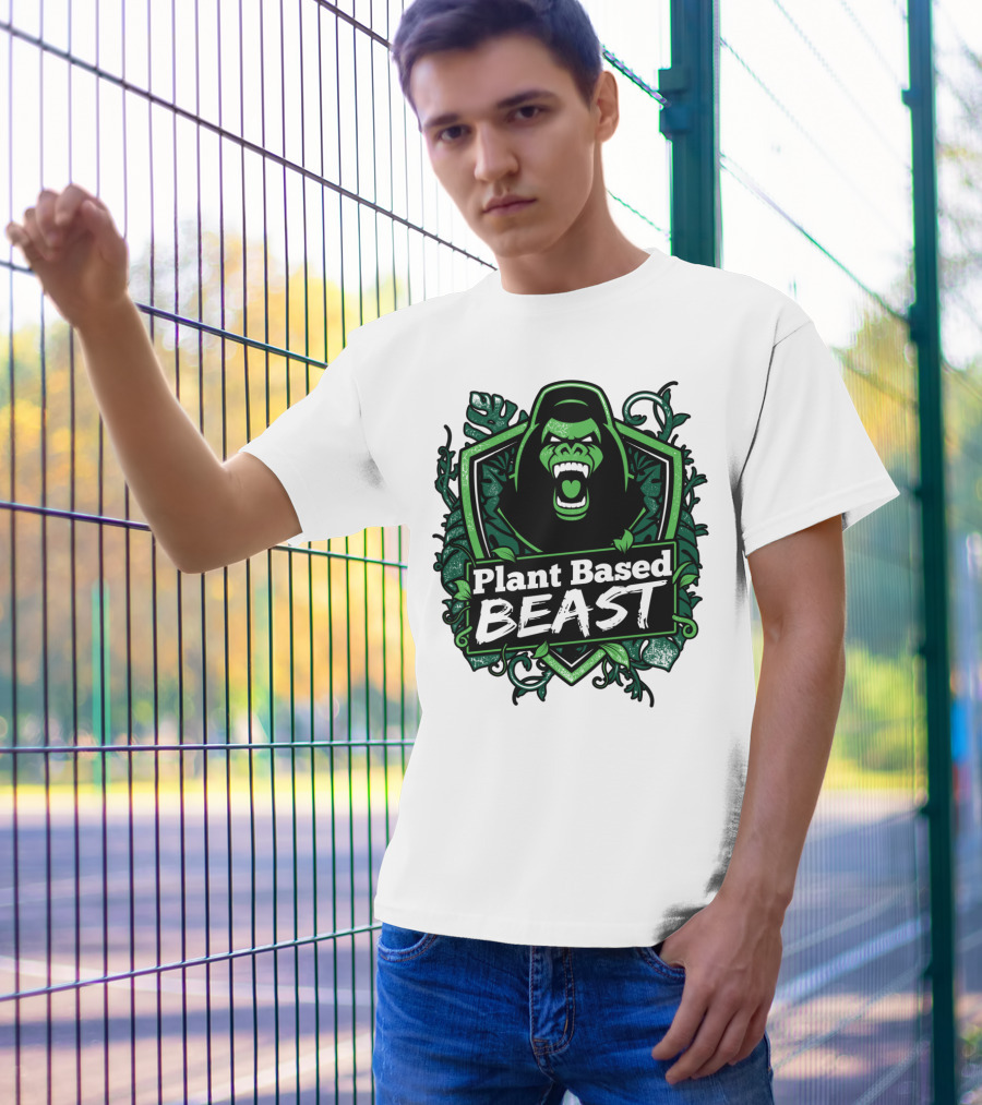 Plant Based Beast Fitness Gorilla Bodybuilding Jungle Strength T-Shirt