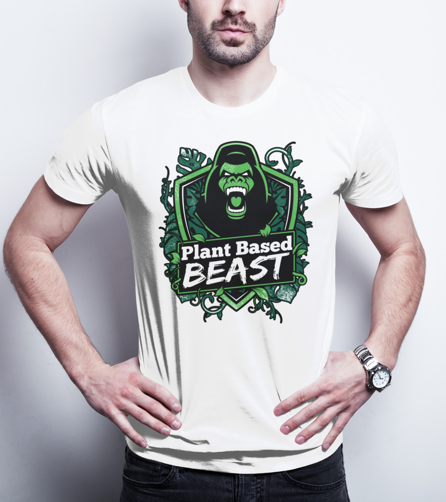 Plant Based Beast Fitness Gorilla Bodybuilding Jungle Strength T-Shirt