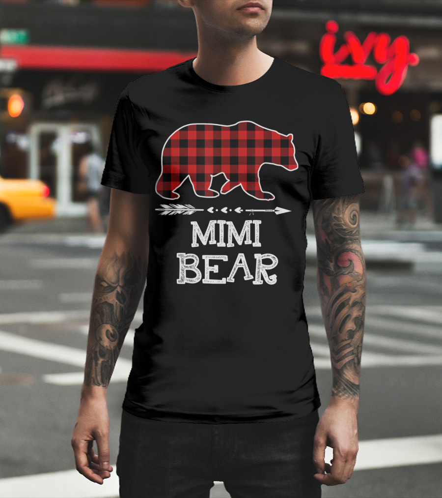 Red Plaid Bear Mimi Arrow T-Shirt