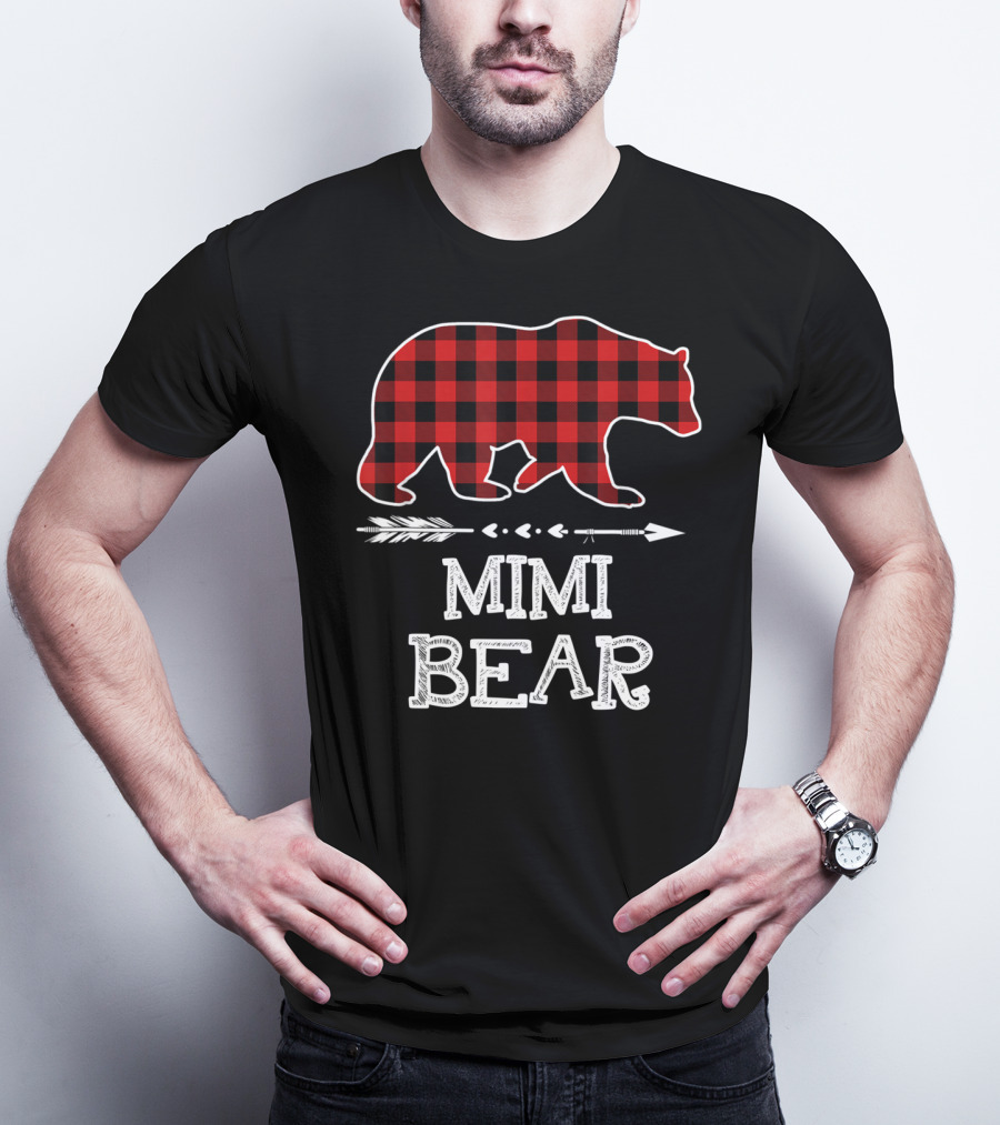 Red Plaid Bear Mimi Arrow T-Shirt