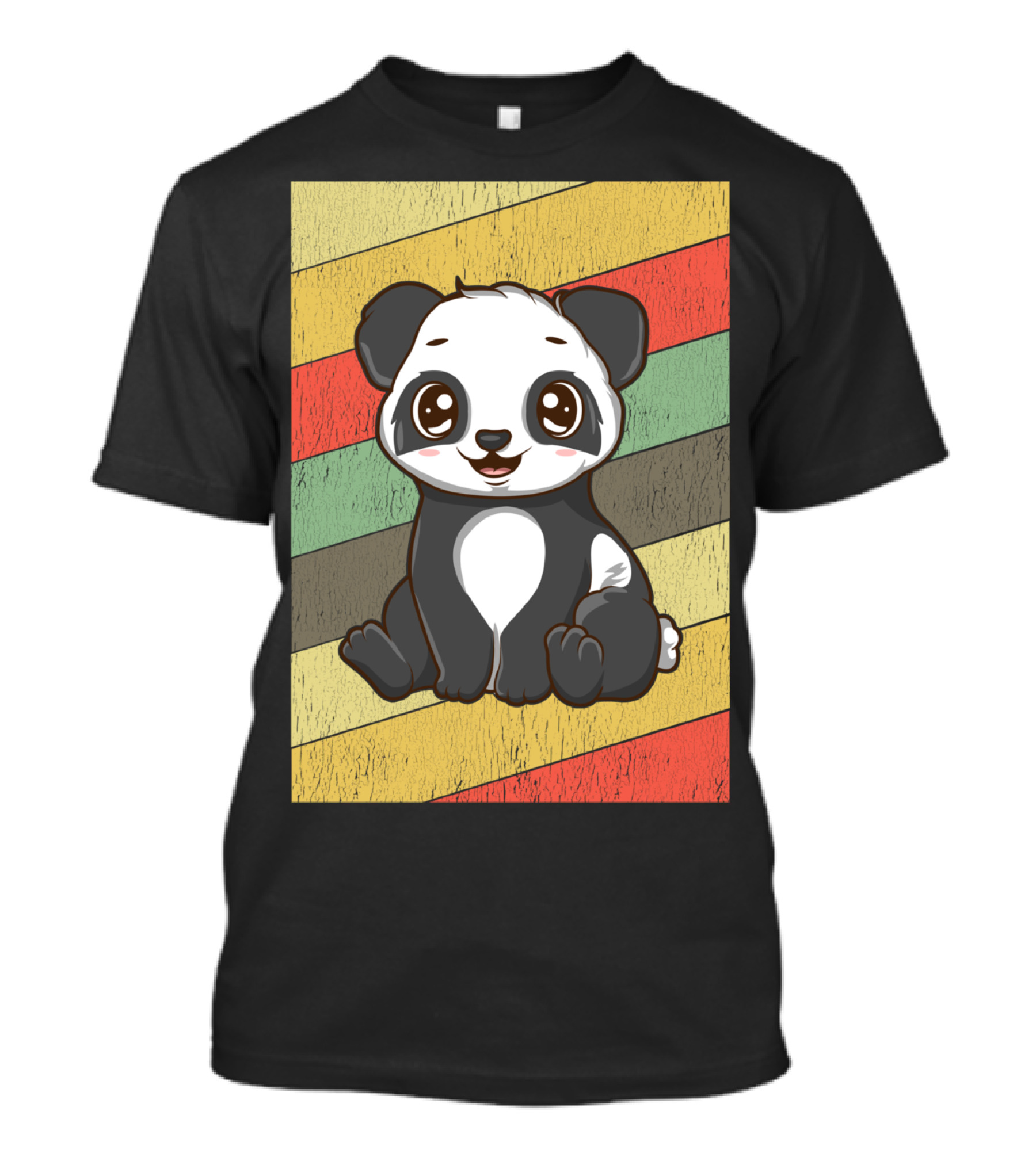 Retro Kawaii Panda Bear Vintage Stripe T-Shirt