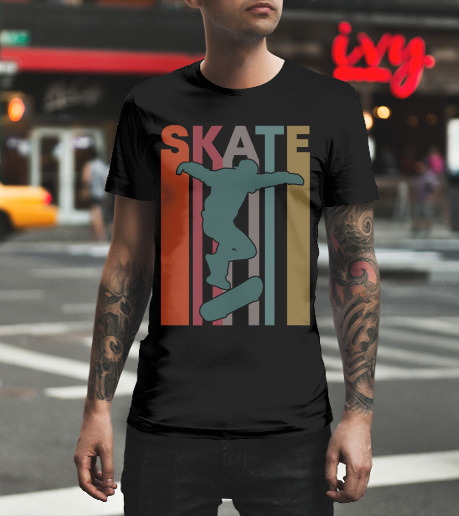 Retro Skate Skateboarder Vintage 70S 80S Skateboarding T-Shirt